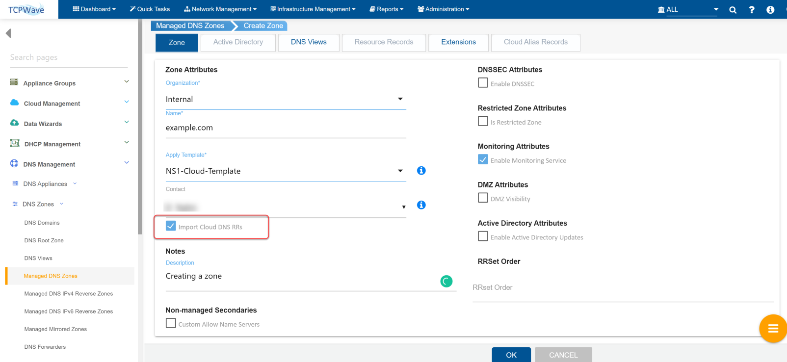 When you add a zone already existing in the NS1 console and enabling ...